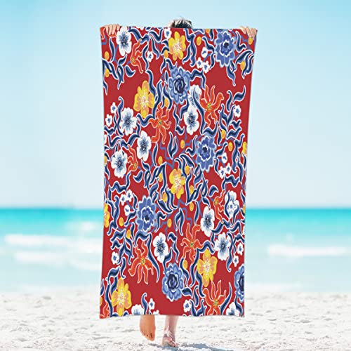 KOBLEN Allay Blossom Camping Towels Absorbent Beach Towels Microfiber Lightweight Towel for Beach Sports Kayak Summer Essentials 31" x 61"