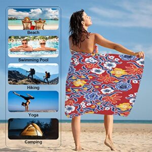 KOBLEN Allay Blossom Camping Towels Absorbent Beach Towels Microfiber Lightweight Towel for Beach Sports Kayak Summer Essentials 31" x 61"