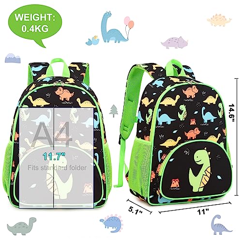 BTOOP Toddler Backpack Boys Girls Cute Kids School Backpack Preschool Kindergarten Bookbags Nursery Daycare Toddler Bags(Black Green)