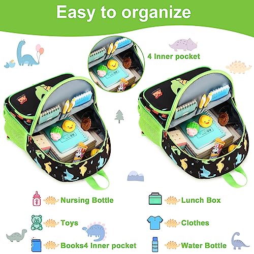 BTOOP Toddler Backpack Boys Girls Cute Kids School Backpack Preschool Kindergarten Bookbags Nursery Daycare Toddler Bags(Black Green)