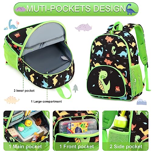 BTOOP Toddler Backpack Boys Girls Cute Kids School Backpack Preschool Kindergarten Bookbags Nursery Daycare Toddler Bags(Black Green)