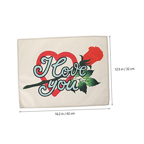 STOBOK 4pcs Valentine's Day Placemat Linen Placemats Embroidered Table Runner Table Placemats Burlap Kitchen Placemats Jute Placemats Linen Table Runner Household Placemat Dinnerware Mat