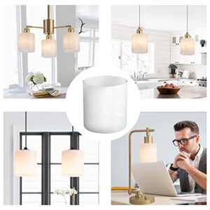 HGHYjrxfkl 4 Pack Alabaster White Glass Lamp Shades, Cylinder Glass Lamp Shades Replacement with 1-5/8-inch Fitter Opening for Pendant light, Desk lamp,Wall Sconces and Bathroom Vanity lights.