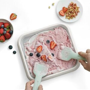 mokkom ice cream maker, rolled ice cream maker with 2 spatulas, ice cream maker machine for home kids, frozen fruit ice cream maker frozen yogurt maker machine - green