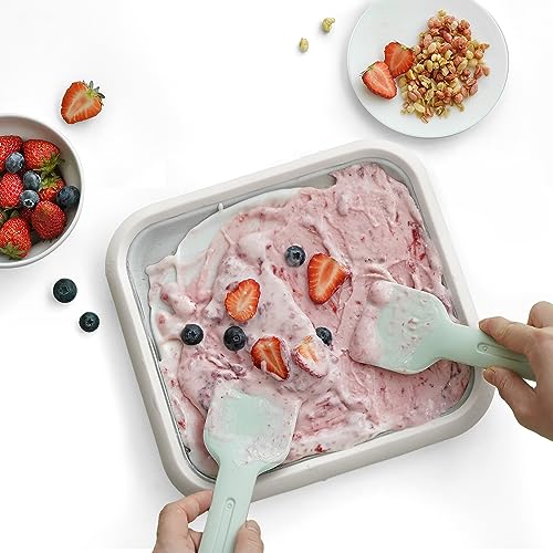 MOKKOM Ice Cream Maker, Rolled Ice Cream Maker with 2 Spatulas, Ice Cream Maker Machine for Home Kids, Frozen Fruit Ice Cream Maker Frozen Yogurt Maker Machine - Green