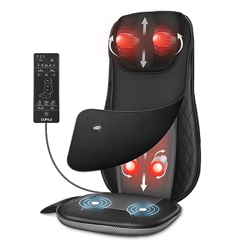 CuPiLo Shiatsu Back Neck Massager with Heat, Kneading Full Body Massage Chair for Back Pain, Inflatable Flaps, Electric Massage Seat Cushion, Seat Massage Pad, Christmas Gifts for Dad, Mom, Him, Her