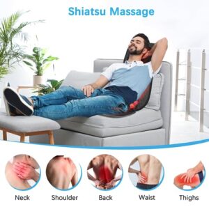 CuPiLo Shiatsu Back Neck Massager with Heat, Kneading Full Body Massage Chair for Back Pain, Inflatable Flaps, Electric Massage Seat Cushion, Seat Massage Pad, Christmas Gifts for Dad, Mom, Him, Her