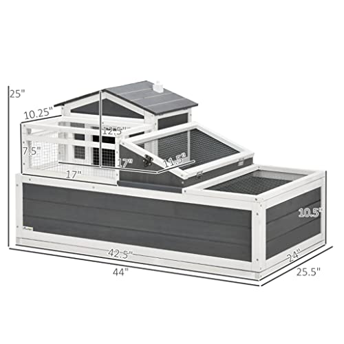 ZSEDP Wooden House with Balcony, 2 Tiers Large Tortoise Habitat Indoor, Outdoor Reptile Cage with Ladder, Openable Roofs