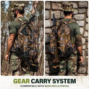 GoHimal 600D Waterproof Hunting Backpack, 30L Camo Hunting Pack with Fanny Pack for Rifle Bow Gun