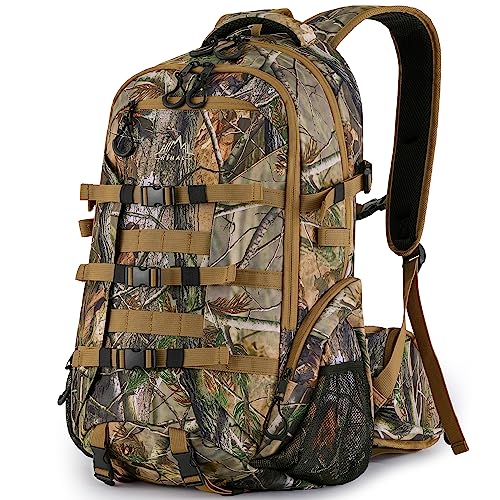 GoHimal 600D Waterproof Hunting Backpack, 30L Camo Hunting Pack with Fanny Pack for Rifle Bow Gun