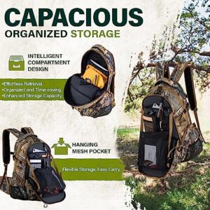 GoHimal 600D Waterproof Hunting Backpack, 30L Camo Hunting Pack with Fanny Pack for Rifle Bow Gun