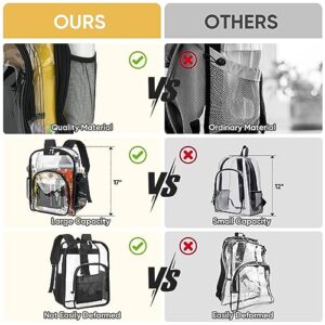 BALEINE Clear Backpack for Girls, Clear Backpacks for School, Heave Duty PVC Clear Bags Clear bookbag (Black)