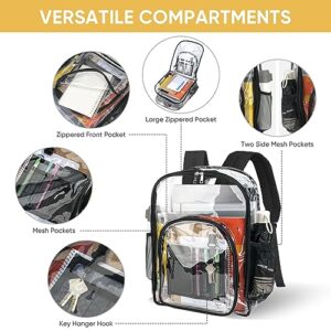 BALEINE Clear Backpack for Girls, Clear Backpacks for School, Heave Duty PVC Clear Bags Clear bookbag (Black)