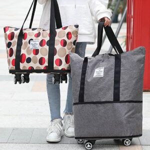 Upgrade Shopping Bag with Wheels Portable Trolley Bags Grocery Cart Hand Pulling Utility Universal Wheels Bag Folding Shopping Cart Trave Bag- Larger & Waterproof & Strong(Grey-B0C6F8FP2Q)