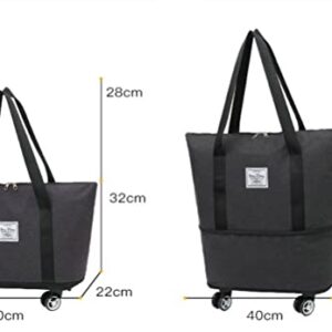 Upgrade Shopping Bag with Wheels Portable Trolley Bags Grocery Cart Hand Pulling Utility Universal Wheels Bag Folding Shopping Cart Trave Bag- Larger & Waterproof & Strong(Grey-B0C6F8FP2Q)