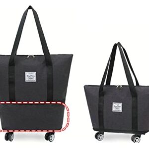 Upgrade Shopping Bag with Wheels Portable Trolley Bags Grocery Cart Hand Pulling Utility Universal Wheels Bag Folding Shopping Cart Trave Bag- Larger & Waterproof & Strong(Grey-B0C6F8FP2Q)