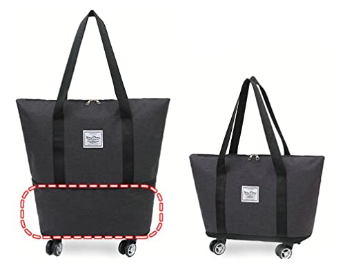 Upgrade Shopping Bag with Wheels Portable Trolley Bags Grocery Cart Hand Pulling Utility Universal Wheels Bag Folding Shopping Cart Trave Bag- Larger & Waterproof & Strong(Grey-B0C6F8FP2Q)