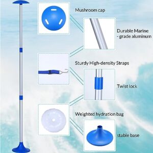 Datanly 20 Pcs Boat Cover Support System Include 4 Pcs Telescopic Adjustable Height Aluminum Boat Cover Support Poles 12 Pcs Webbing Straps 4 Pcs Weight Bag Hull Boat Jon Boat Accessories, Blue