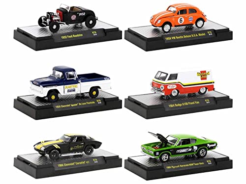 M2 Auto-Thentics 6 Piece Set Release 76 in Display Cases Limited Edition 1/64 Diecast Model Cars Machines 32500-76