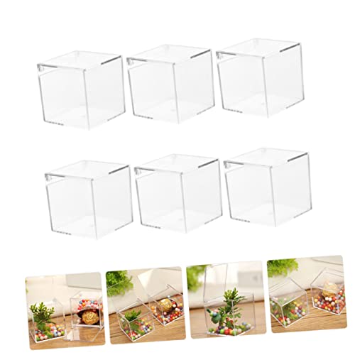 Garneck 6pcs Boxes Jewelry Storage Box Clear Cake Containers Mini Containers Snackle Box Container Clear Boxes for Favors Clear Organizer Box Acrylic Gift Cube Empty Boxes Wedding Supply