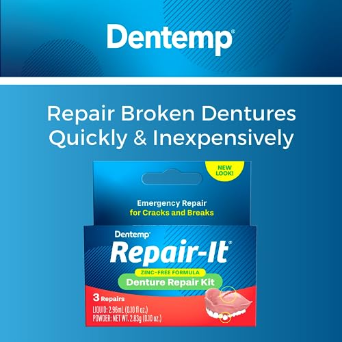 Dentemp Repair Kit - Repair-It Advanced Formula Denture Repair Kit (Pack of 3) - Denture Repair Kit Repairs Broken Dentures - Denture Repair to Mend Cracks & Replace Loose Teeth