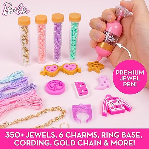 Barbie Sparkling Bling Jewelry Making Kit, Storage Case, Ring Making Kit, Charm Bracelet Making Kit for Girls, Arts & Crafts Toy for Girls Ages 6+