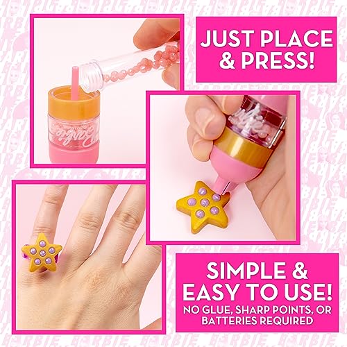 Barbie Sparkling Bling Jewelry Making Kit, Storage Case, Ring Making Kit, Charm Bracelet Making Kit for Girls, Arts & Crafts Toy for Girls Ages 6+