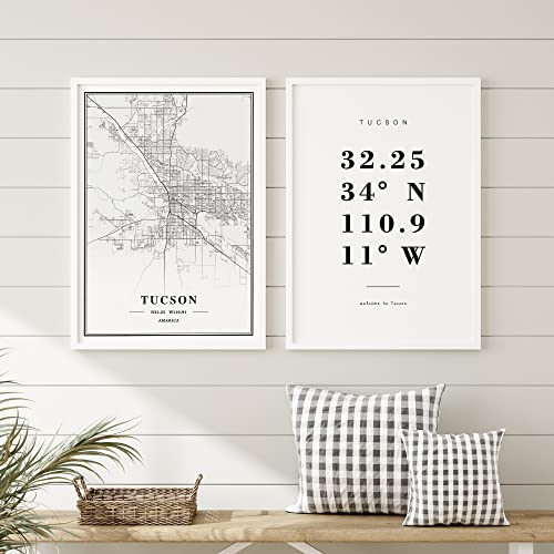 Dear Mapper Tucson United States View Abstract Road Modern Map Art Minimalist Painting Black and White Canvas Line Art Print Poster Art Print Poster Home Decor (Set of 3 Unframed) (16x24inch)