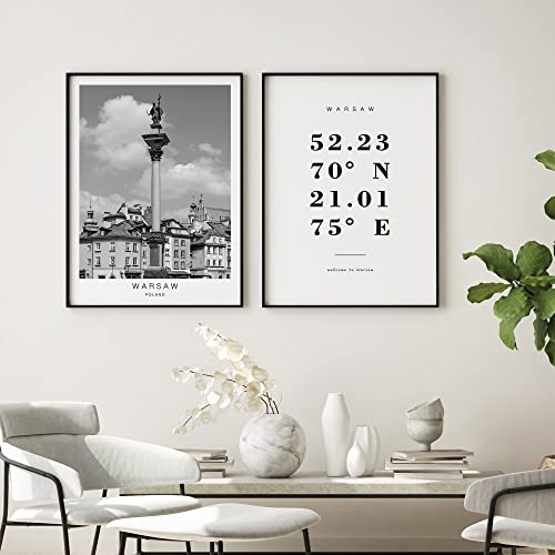 Dear Mapper Warsaw Poland View Abstract Road Modern Map Art Minimalist Painting Black and White Canvas Line Art Print Poster Art Print Poster Home Decor (Set of 3 Unframed) (16x24inch)