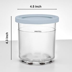 HAYZUSZ 4 Pack Containers Replacement for Ninja Creami Pints and Lids 16oz Cups Compatible with NC300 NC301 NC299AMZ Series Ice Cream Maker - Dishwasher Safe, Leak Proof Lids - 4 Pack Ice Cream Spoons