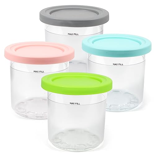 MIMLEN Containers - 4 Pack, Replacement for Ninja Creami Pints And Lids, Compatible with NC299AMZ NC301 NC300 Series