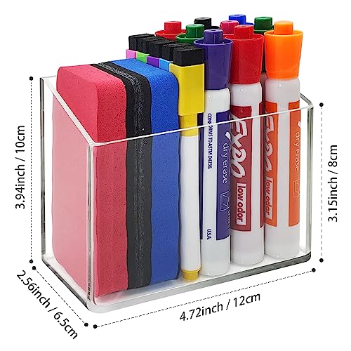 Magnetic Glass Whiteboard Marker Holder, Magnetic Pen Holder, Magnetic Dry Erase Marker Holder, Whiteboard Marker Holder Magnetic Marker Holder for Fridge, Whiteboard, Office, Home, 1 Pack,Transparent