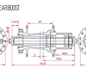 Enjcyling MTB Boost Rear Boost Hub, 32 Holes Disc Brake 4 Bearings HG 72HD 10x141mm 5x141mm, Compatible with KOOZER XM490, for Shimano 8-11S, for Sram PG Series, for FR/AM/DH Mountain Bike