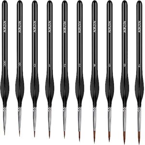 detail paint brush set - 10pcs miniature painting brushes, micro paint brushes for fine detailing & art painting - acrylic, watercolor, oil, model painting, warhammer 40k miniature figure by aorzov