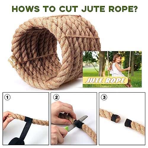 Jute Rope 1 in x 30 ft Natural Hemp Rope Twisted Manila Rope for Crafts, Nautical, Tug of War, Railing, Hammock, Swing