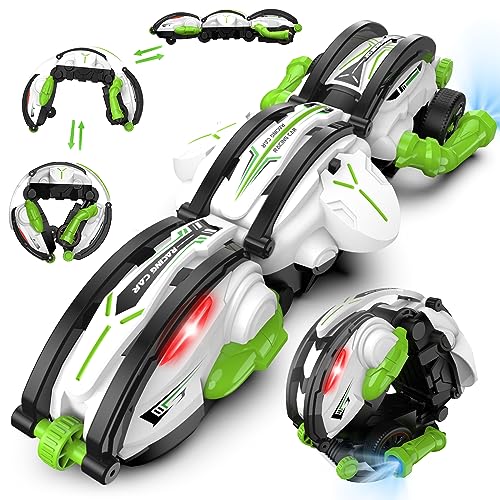 2023 Remote Control Car Snake 360° Rolling - RC Stunt Snake Car with LED Lights，2 Batteries 60+min，Indoor/Outdoor Toys for Kids Ages Age 6-12，Gifts for Christmas Birthday