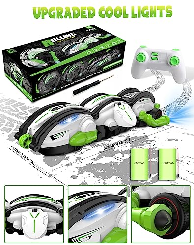 2023 Remote Control Car Snake 360° Rolling - RC Stunt Snake Car with LED Lights，2 Batteries 60+min，Indoor/Outdoor Toys for Kids Ages Age 6-12，Gifts for Christmas Birthday