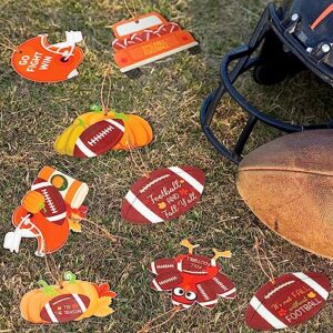 CNhoqc 37pcs Fall Football Wooden Hanging Ornament Set, 12 Designs Happy Fall Football Pumpkin Maple Leaf Wooden Pendent Ornament with Ropes Fall Football Party Favor Supplies Indoor Outdoor Decor