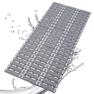 tubozadi shower mat non slip bathtub mat extra long 35.4x15.7 inch anti slip bath tub mat with suction cups thickened bathroom floor stall matt,eco-friendly tpe,diy tailoring (grey)