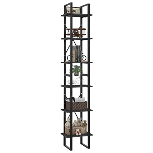 BDBHAVB Tall Narrow Bookshelf, Bookshelf for Bedroom, 6-Tier Book Cabinet, for Living Room, Study, Kitchen, Home Office,Wall Decor Living Room Gray 15.7"x11.8"x82.7" Engineered Wood