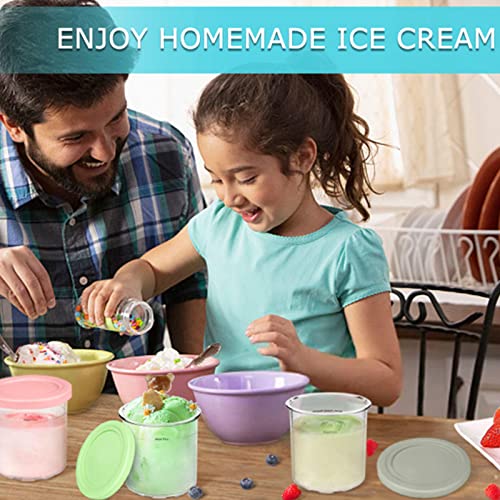 GHQYP Creami Pint Containers, for Ninja Creami Pint, Creami Containers Bpa-Free,Dishwasher Safe Compatible with NC299AMZ,NC300s Series Ice Cream Makers,Gray+Blue-2PCS