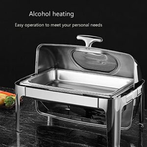 CSHEON Food Heater - Buffet Server and Heater, Burner to Keep Food Warm, Hot Pot Buffet Set with Toughened Glass Lid, Clear Lid Server Hot Pot Buffet Set(Size:6L,Color:Visible Cap-Double)