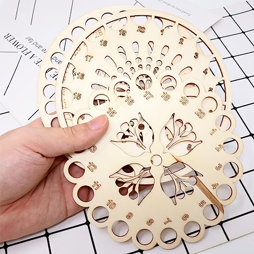 Honbay 3PCS Wooden Embroidery Floss Organizer Cross Stitch Floss Holder Wooden Board Sewing Floss Accessories with Holes for Craft DIY Sewing Storage (3 Style)