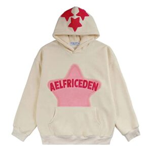 aelfric eden mens vintage bone printed hoodie sweatshirt casual oversized long sleeve streetwear hiphop hooded pullover