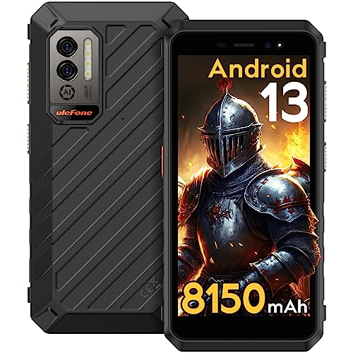 Ulefone Rugged Smartphone Android 13, Armor X11 8150mAh 8GB+32GB/256GB SD Mobile Phones, 16MP Underwater Camera 5.45" HD+ IP68/IP69K Waterproof 4G Dual SIM Unlocked Rugged Phone, Face ID/NFC/OTG/GPS