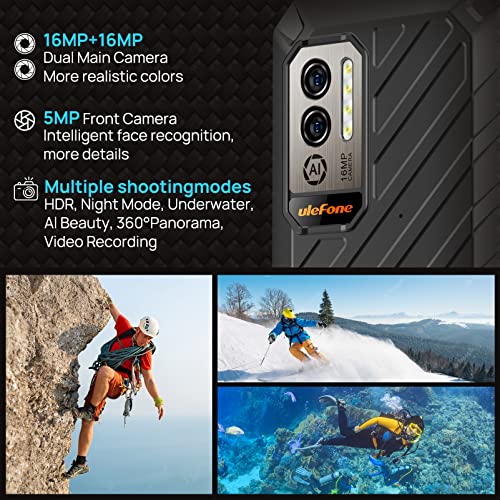 Ulefone Rugged Smartphone Android 13, Armor X11 8150mAh 8GB+32GB/256GB SD Mobile Phones, 16MP Underwater Camera 5.45" HD+ IP68/IP69K Waterproof 4G Dual SIM Unlocked Rugged Phone, Face ID/NFC/OTG/GPS