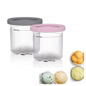 lokoo creami pint containers, for ninja creami nc501 containers, ice cream pints cup bpa-free,dishwasher safe compatible with nc299amz,nc300s series ice cream makers,pink+gray-4pcs