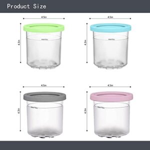 LOKOO Creami Pint Containers, for Ninja Creami Nc501 Containers, Ice Cream Pints Cup Bpa-Free,Dishwasher Safe Compatible with NC299AMZ,NC300s Series Ice Cream Makers,Pink+Gray-4PCS