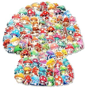 100 pcs cute stickers pack,cartoon mushroom stickers for kids boys girls,waterproof aesthetic stickers for water bottle laptop scrapbook notebook skateboard