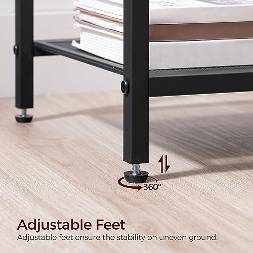 MAHANCRIS End Tables Set of 2, Side Table with Tempered Glass Top, Narrow Beside Table for Small Space, 2-Tier Nightstand with Storage Shelf, for Sofa Couch and Bed, Easy Assembly, Black ETH24B01S2